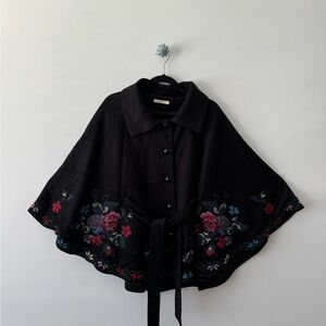 hazel | Jackets & Coats | Black Embroidered Womens Cape Jacket | Poshmark